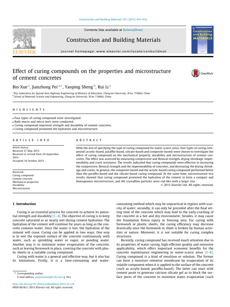 Effect of Curing Compounds on the Properties and Microstructure | PDF ...