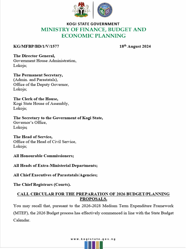2026 Budget Call Circular | PDF | Government Spending | Macroeconomics