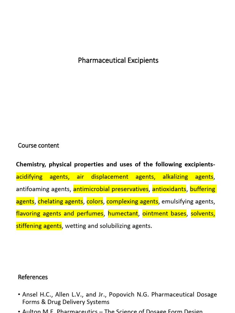 Pharmaceutical Excipients | PDF | Surfactant | Sugar Substitute