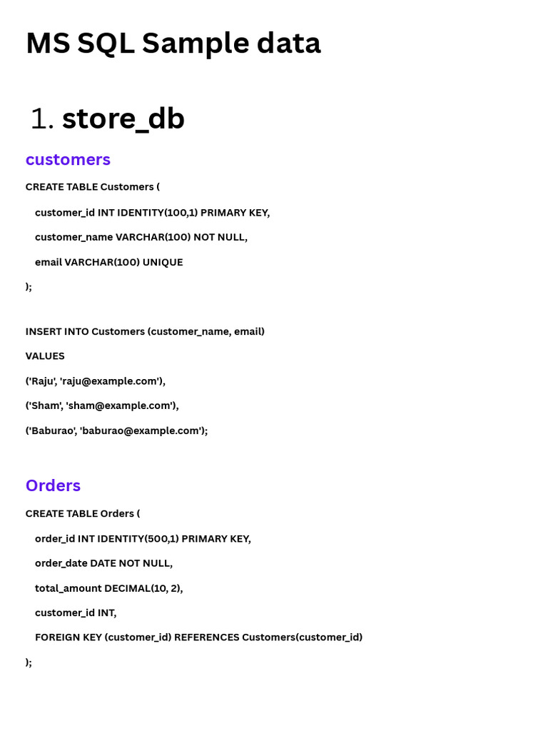 MSSQl Sample Data (1) | PDF | Data | Data Management