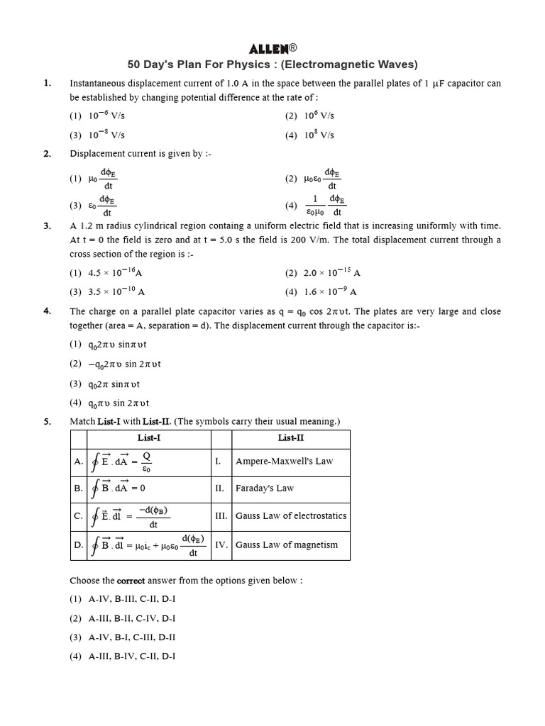 50-Day Physics Plan: Electromagnetic Waves | PDF | Waves ...