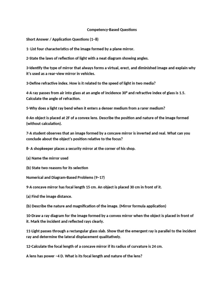 Competency-Base- refraction and reflection | PDF | Mirror | Refraction
