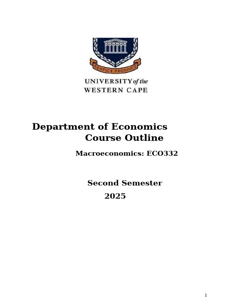 Macroeconomics Course Outline ECO332 | PDF | Macroeconomics | Economics