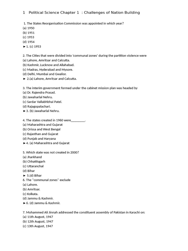 Nation Building Challenges in India | PDF | Partition Of India ...