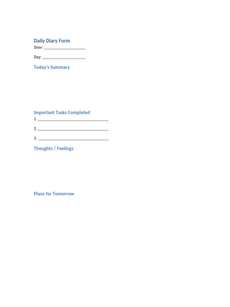 Daily Diary Form | PDF