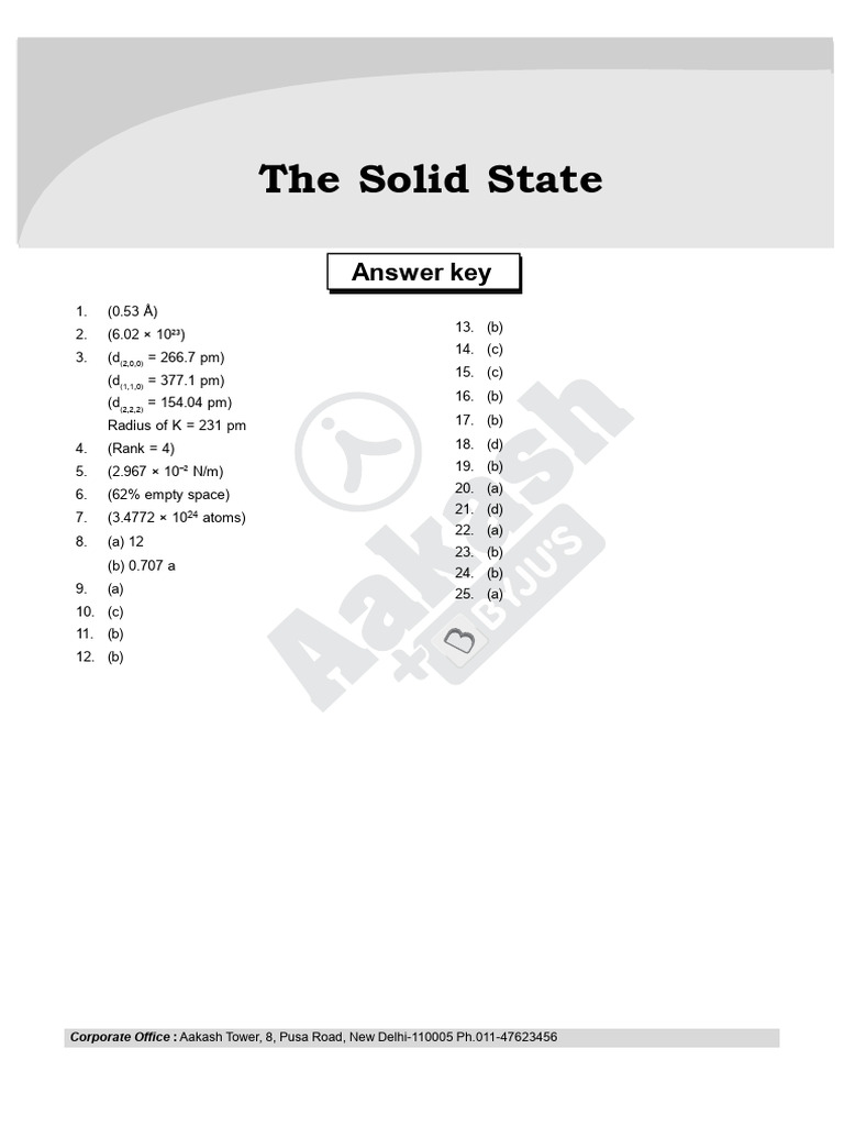 7. Solid State_Answer Key | PDF