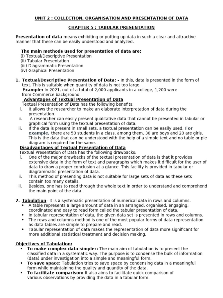 Chapter 5 Tabular Presentation (1) | PDF | Data