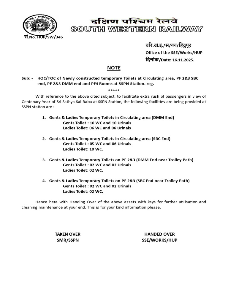 Temporary Toilets at SSPN Station | PDF