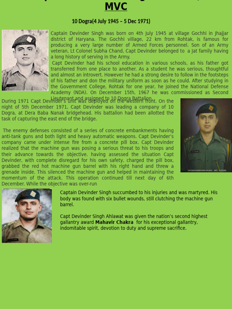 Captain Devinder Singh Ahlawat, MVC | PDF | Military Operations | Conflicts