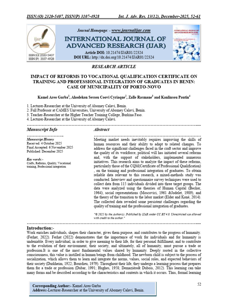 IMPACT OF REFORMS TO VOCATIONAL QUALIFICATION CERTIFICATE ON TRAINING ...