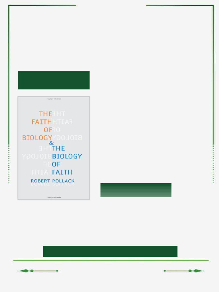 The Faith of Biology and the Biology of Faith Order Meaning and Free ...