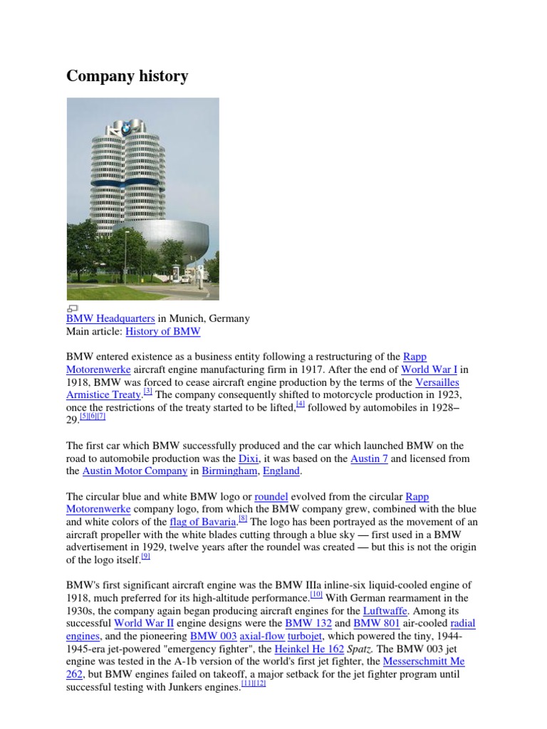 Company History | PDF | Bmw | Formula One