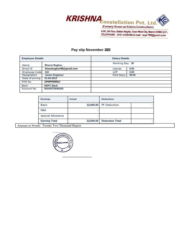 Salary Slip - Nov 20222 (1) | PDF