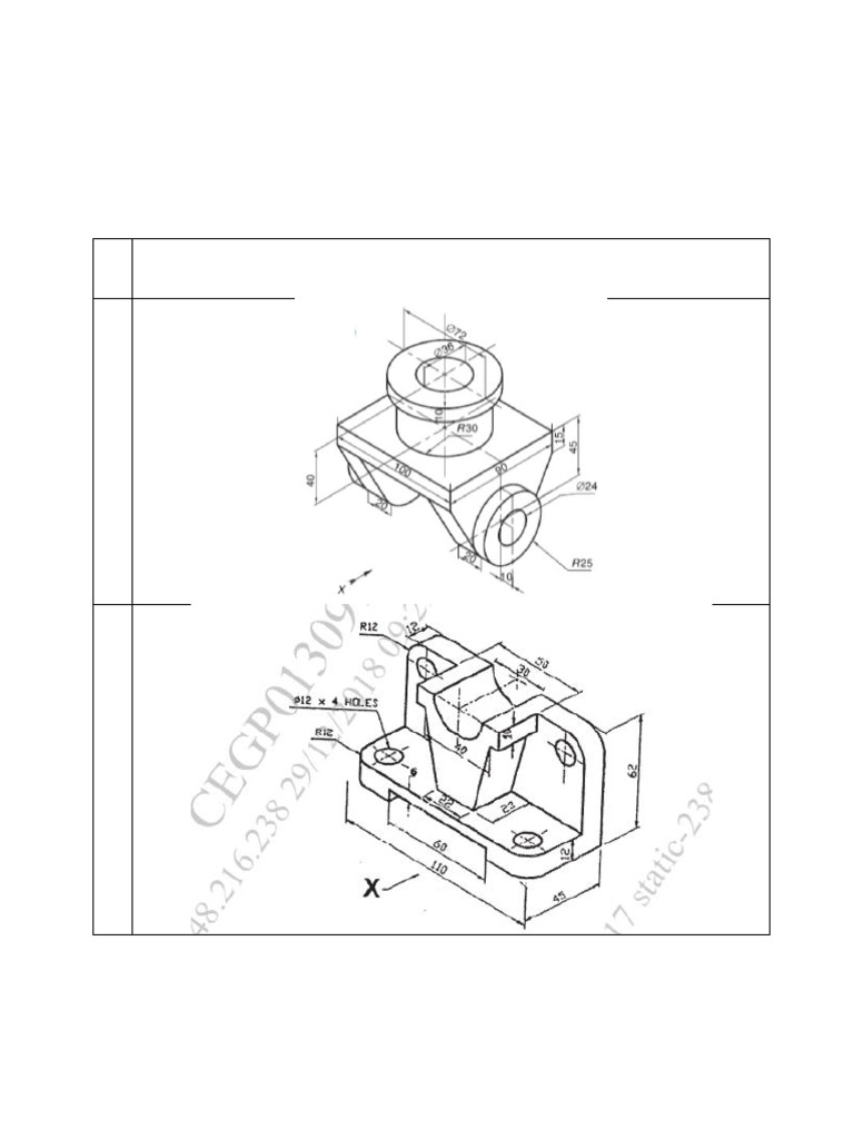 Orthographic Projection Question Bank | PDF