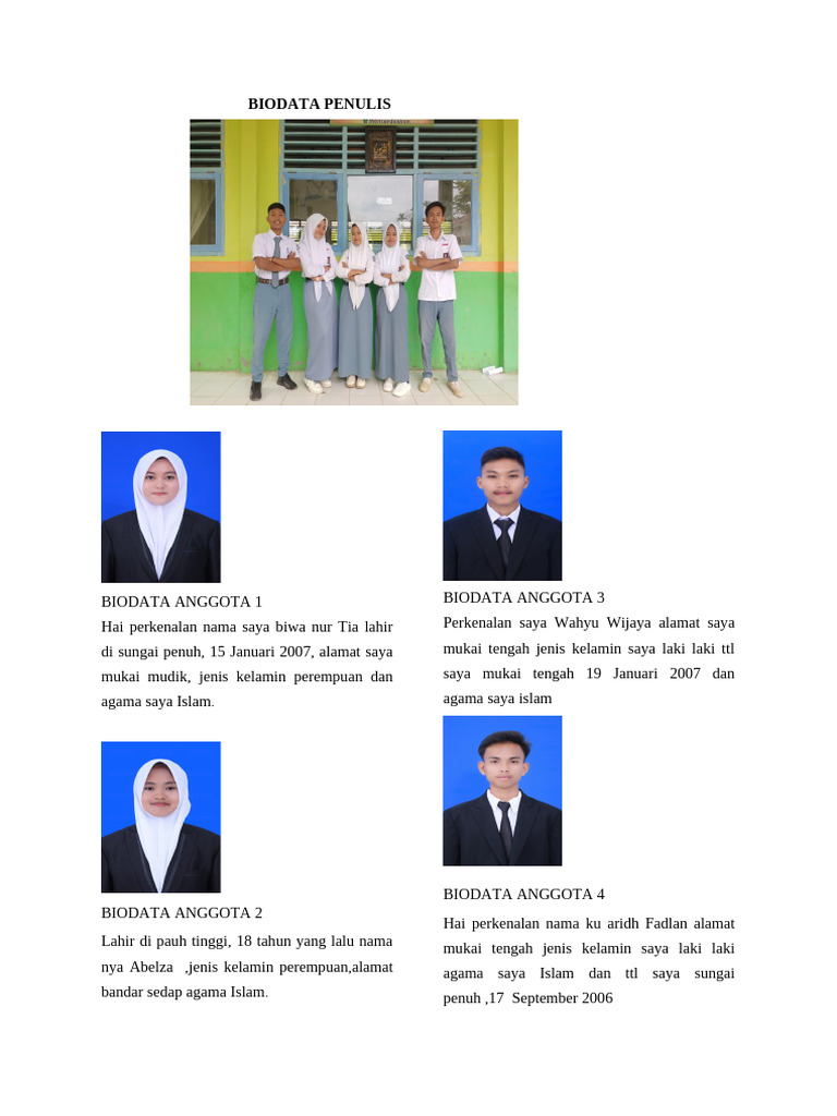 Biodata Anggota Tim Penulis Islam | PDF