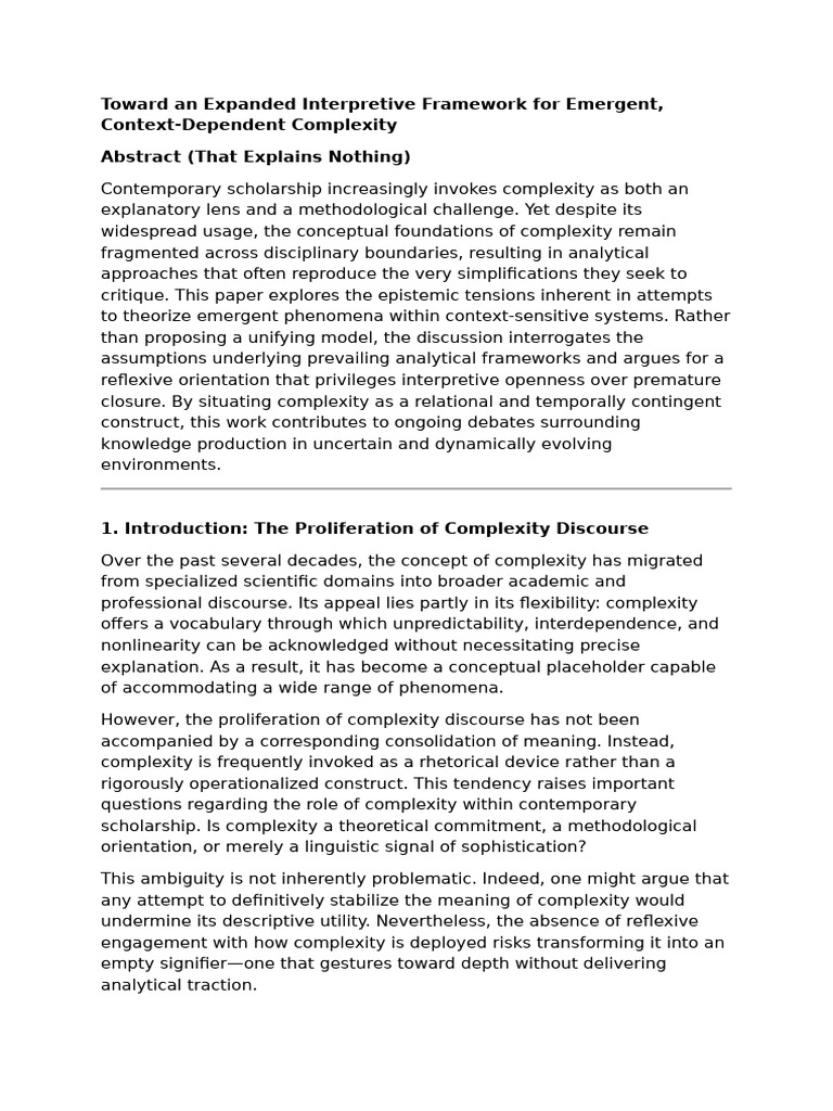 Toward an Expanded Interpretive Framework for Emergent, Context ...