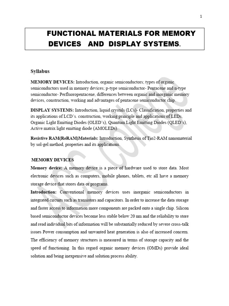 Module 1-Chemistry (1) | PDF | Liquid Crystal | Oled