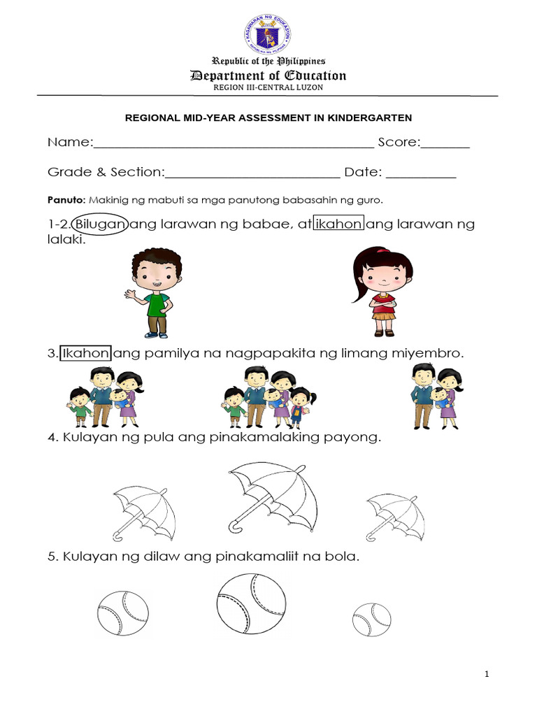 Assessment Tools Kindergarten | PDF