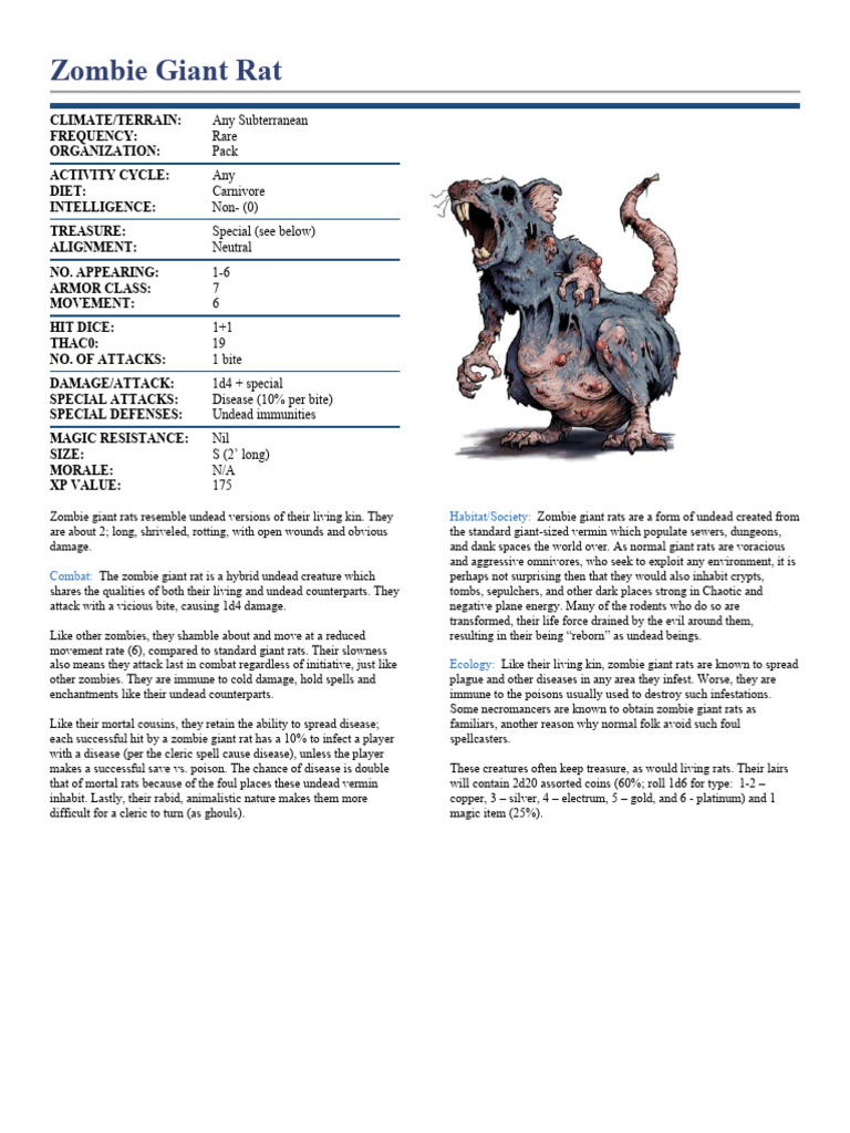 Zombie Giant Rat | PDF | Rat | Zombies