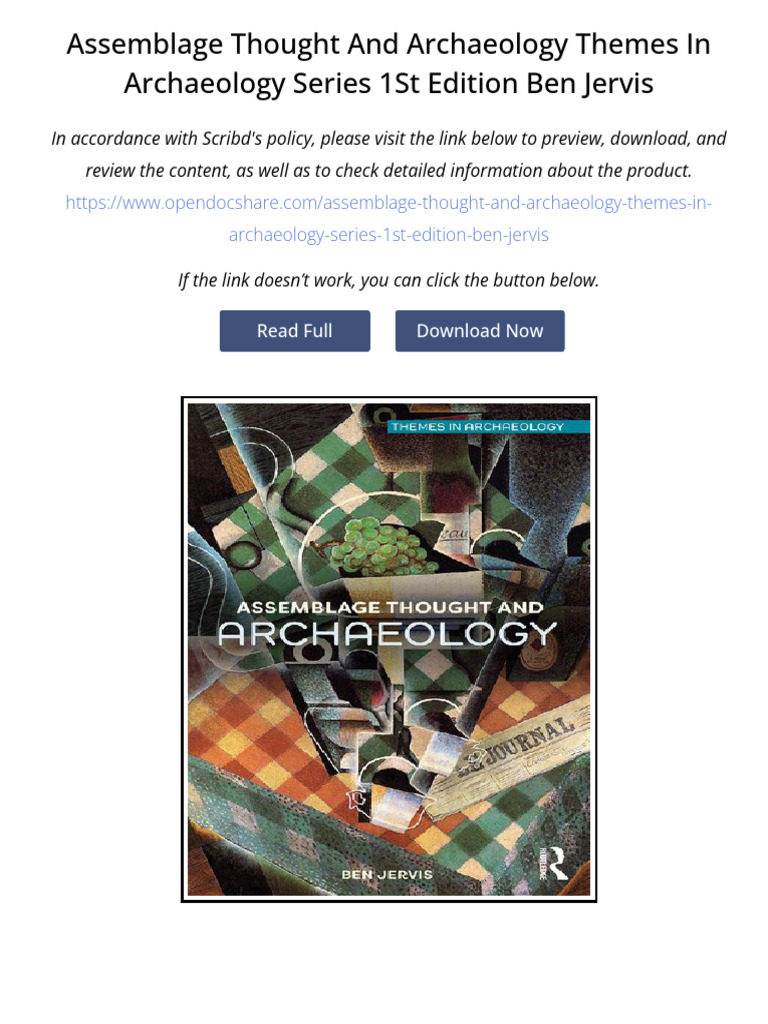 Assemblage Thought and Archaeology Themes in Archaeology Series 1st Edition Ben Jervis | PDF ...