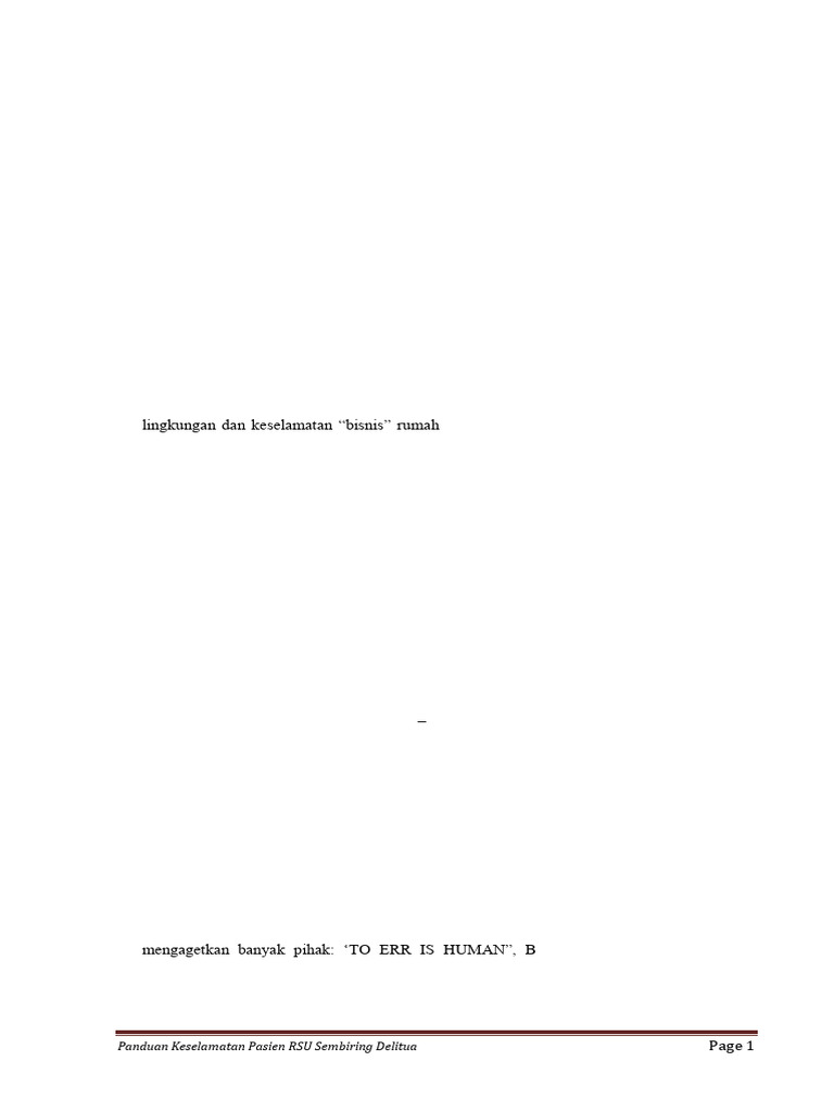 Panduan Keselamatan Pasien RSU Sembiring | PDF