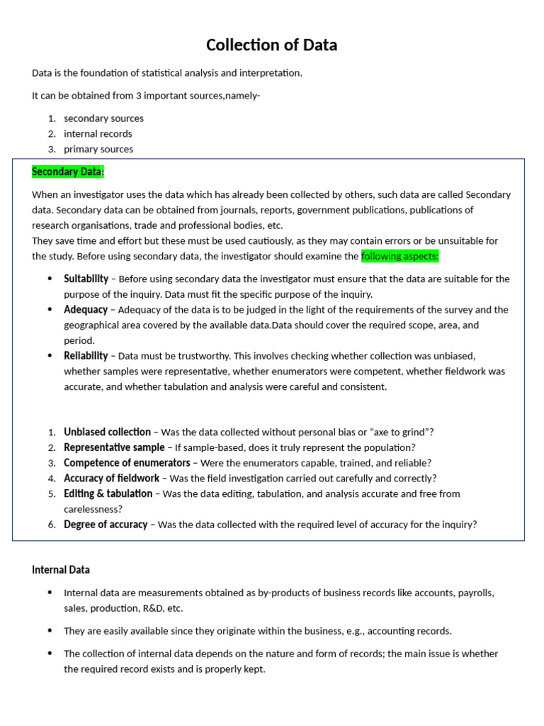 Collection of Data | PDF | Survey Methodology | Questionnaire