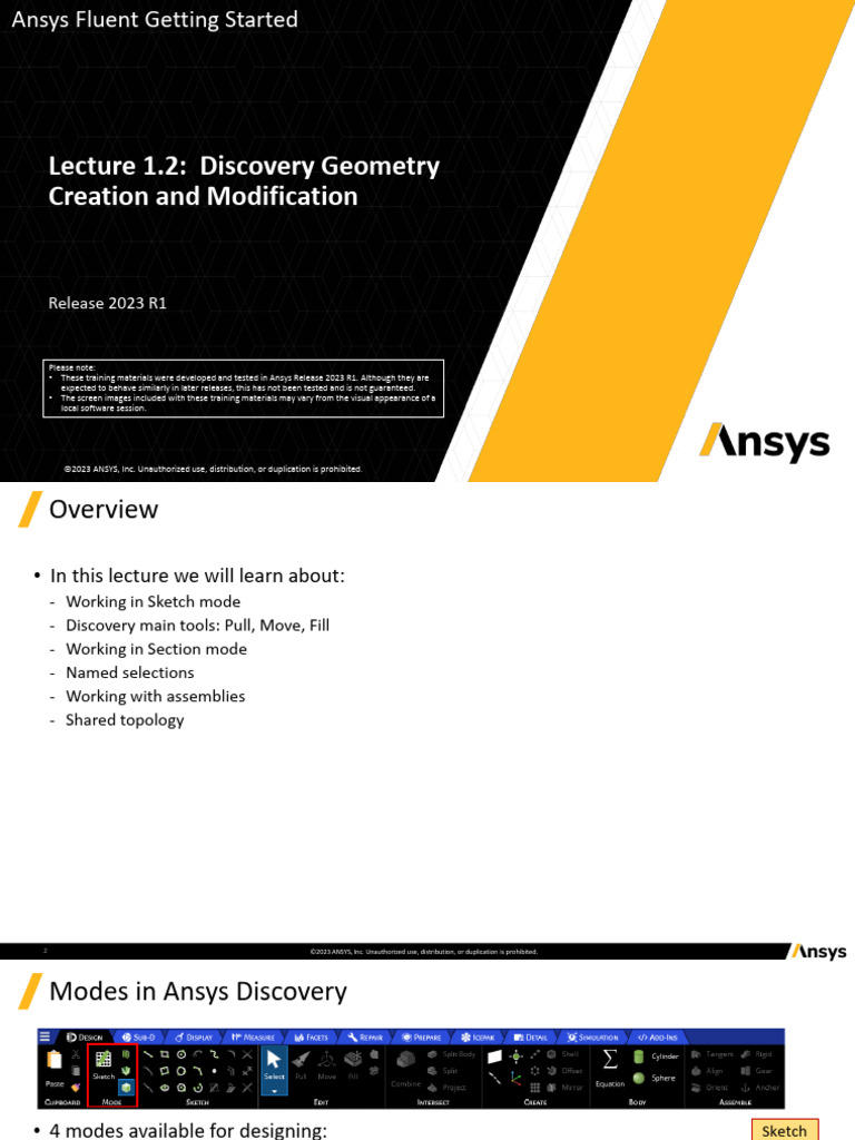 Lec1b-Geometry Modeling in Ansys Discovery | PDF | Rotation | Curve