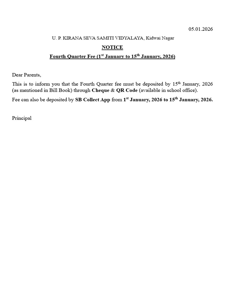 Fourth Quarter Fee Notice 2026 | PDF