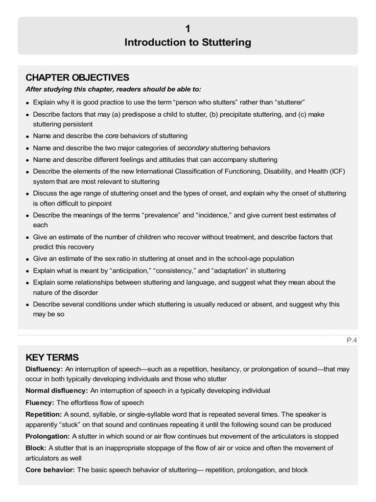 Understanding Stuttering: Key Concepts | PDF | Stuttering | Fluency