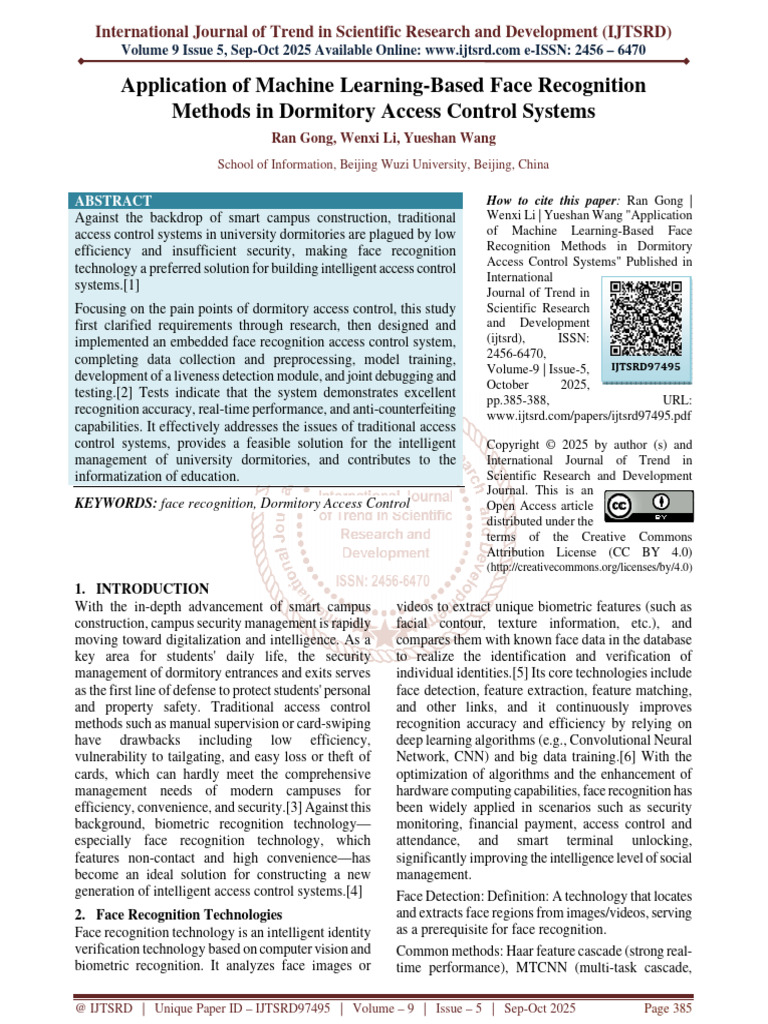 Face Recognition for Dormitory Access Control | PDF | Biometrics ...
