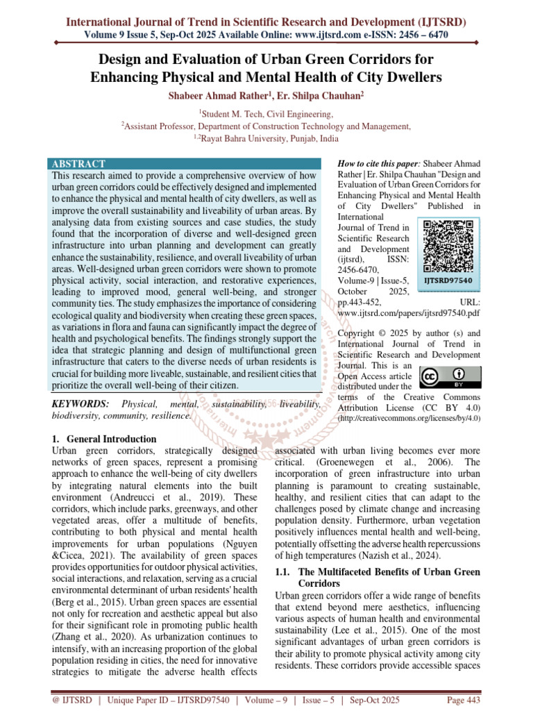 Design and Evaluation of Urban Green Corridors for Enhancing Physical ...