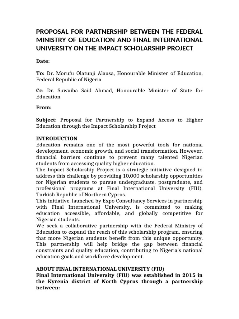 Partnership Proposal for Impact Scholarships | PDF