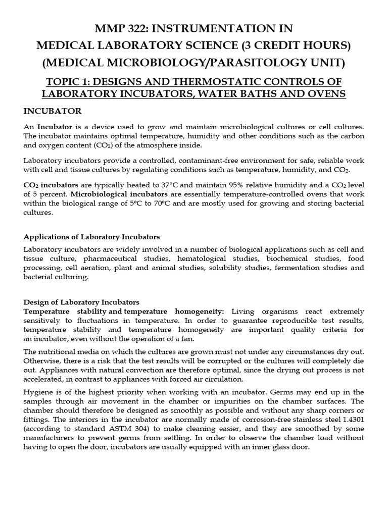 Laboratory Incubators and Water Baths Guide | PDF | Thermostat ...
