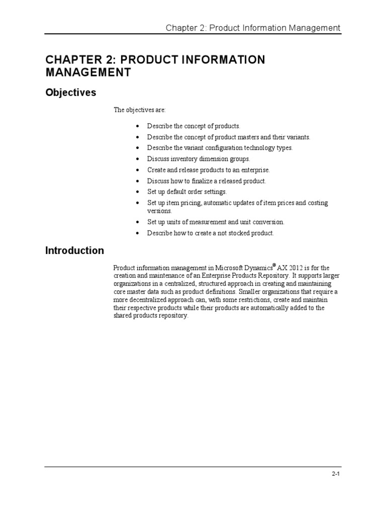 Chapter 2: Product Information Management: Objectives | PDF | Warehouse ...