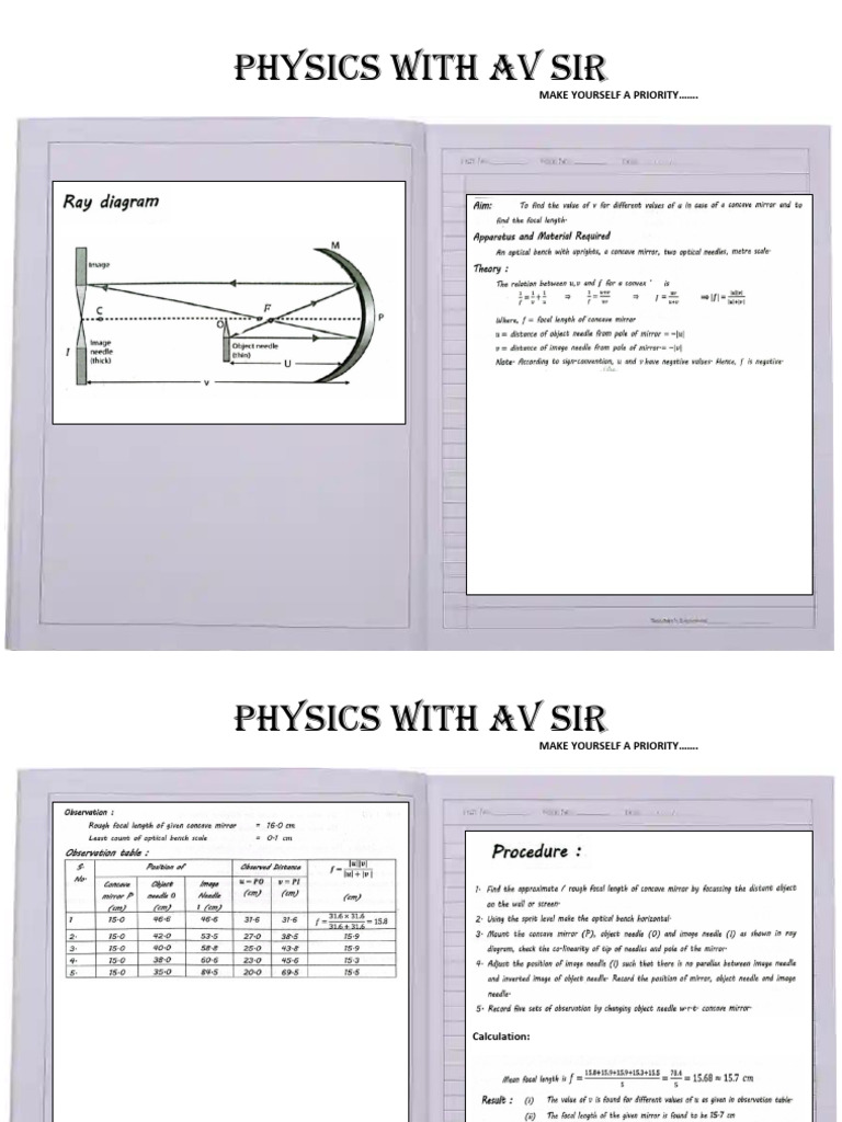 Experiment 8 Concave Mirror | PDF