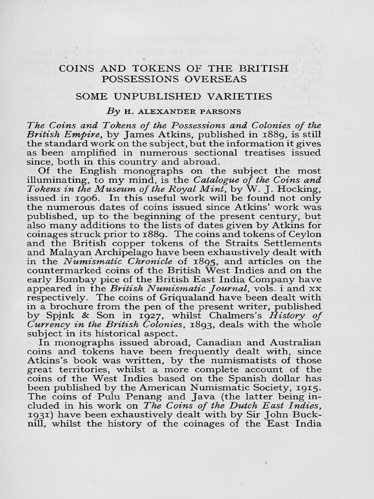 British Colonial Coins and Tokens Guide | PDF | Coins | Numismatics