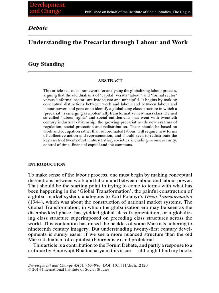 Analyzing the Global Precariat Class | PDF | Labour Economics ...