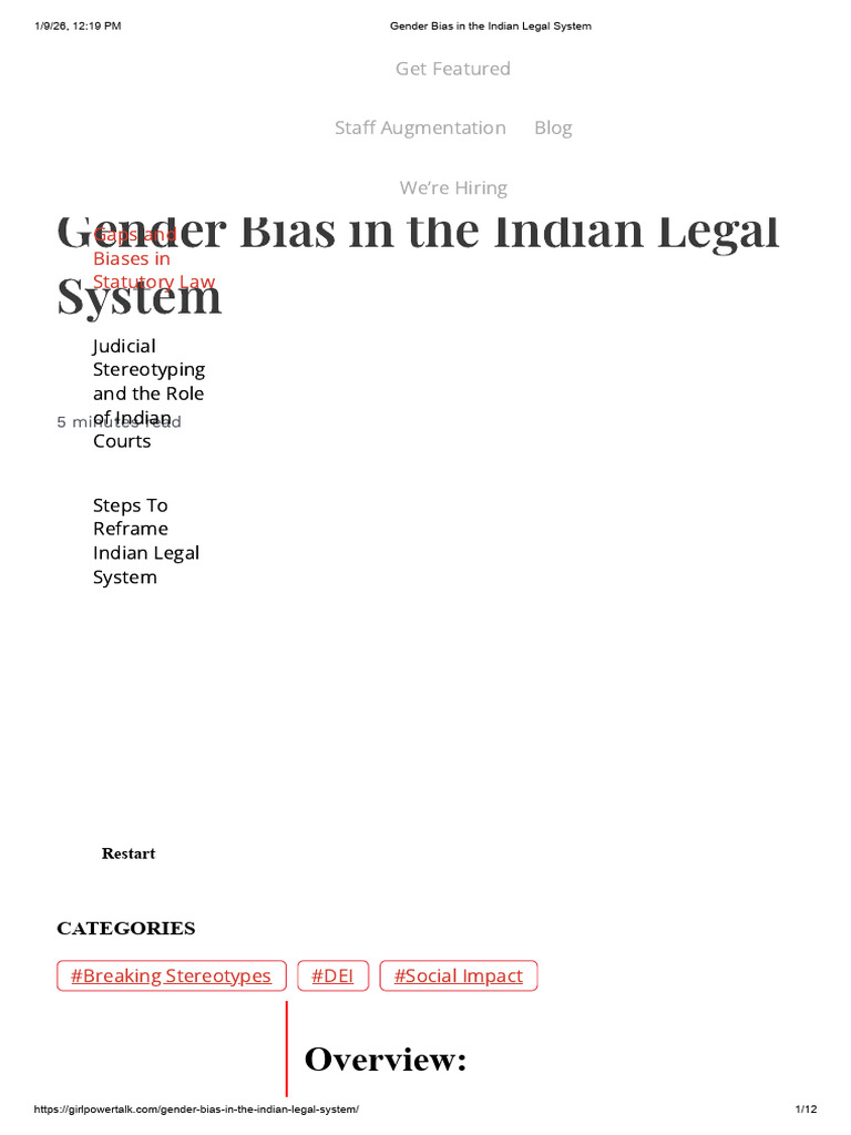 Gender Bias in the Indian Legal System | PDF | Rape | Sexism