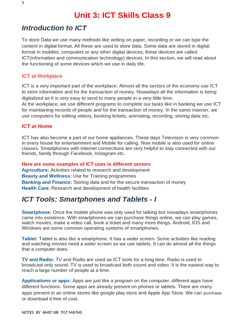 ICT Skills for Class 9: Overview and Tools | PDF | Computer Keyboard ...