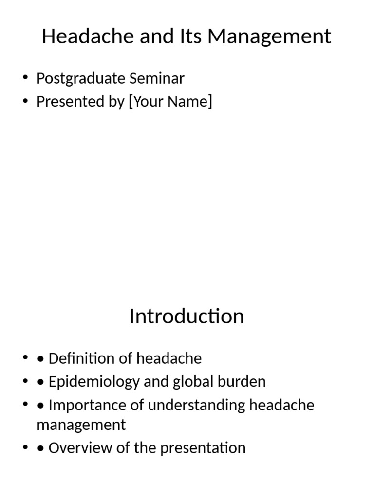 Headache Management Seminar | PDF | Headache | Migraine