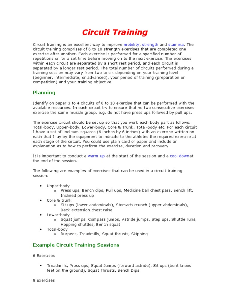 Circuit Training | PDF