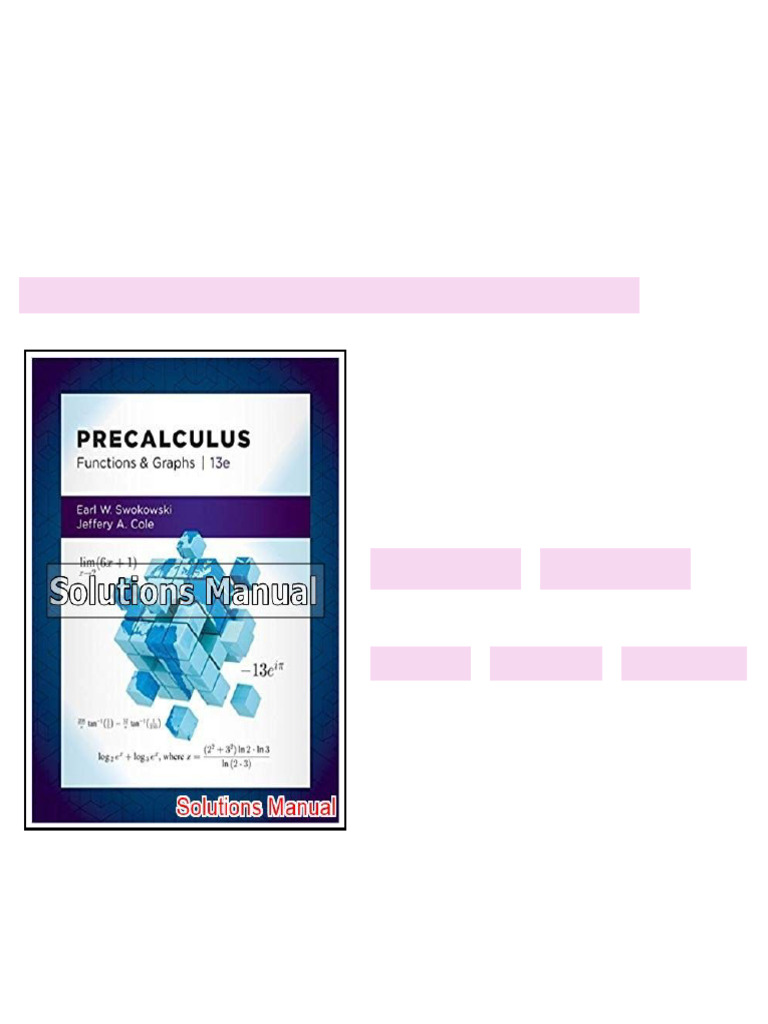 Precalculus Functions and Graphs 13th Edition Swokowski Solutions ...