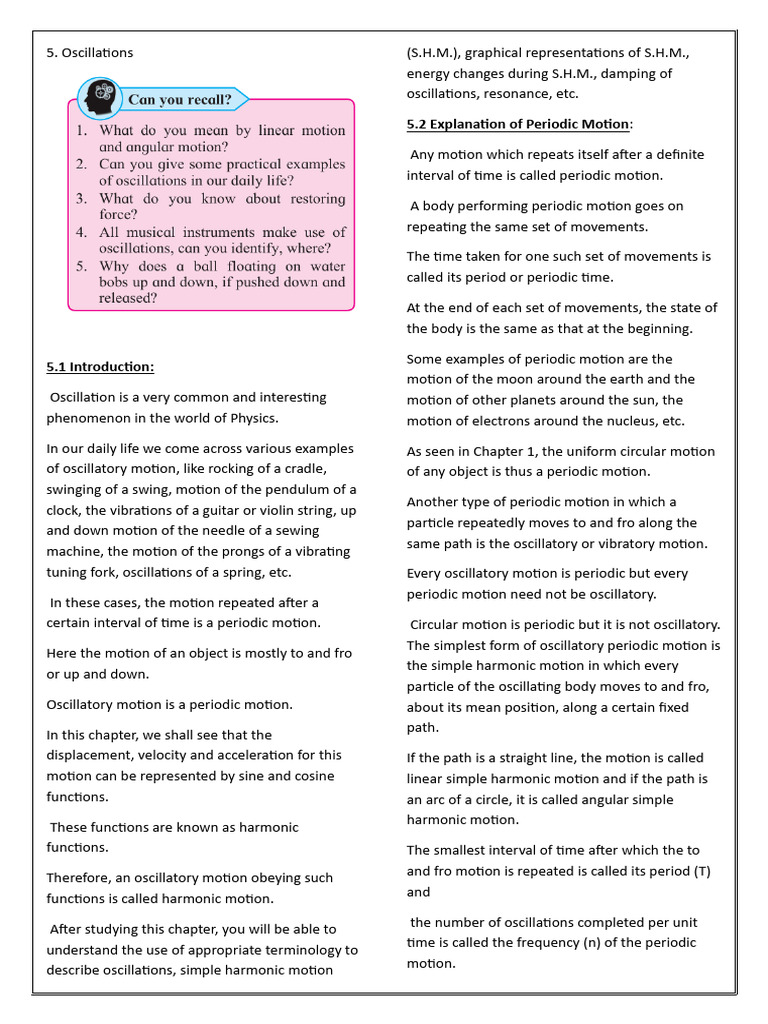 Ossilation Textbook | PDF | Oscillation | Pendulum