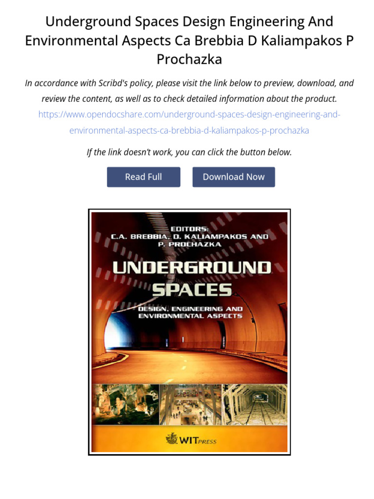 Underground Spaces Design Engineering And Environmental Aspects Ca ...