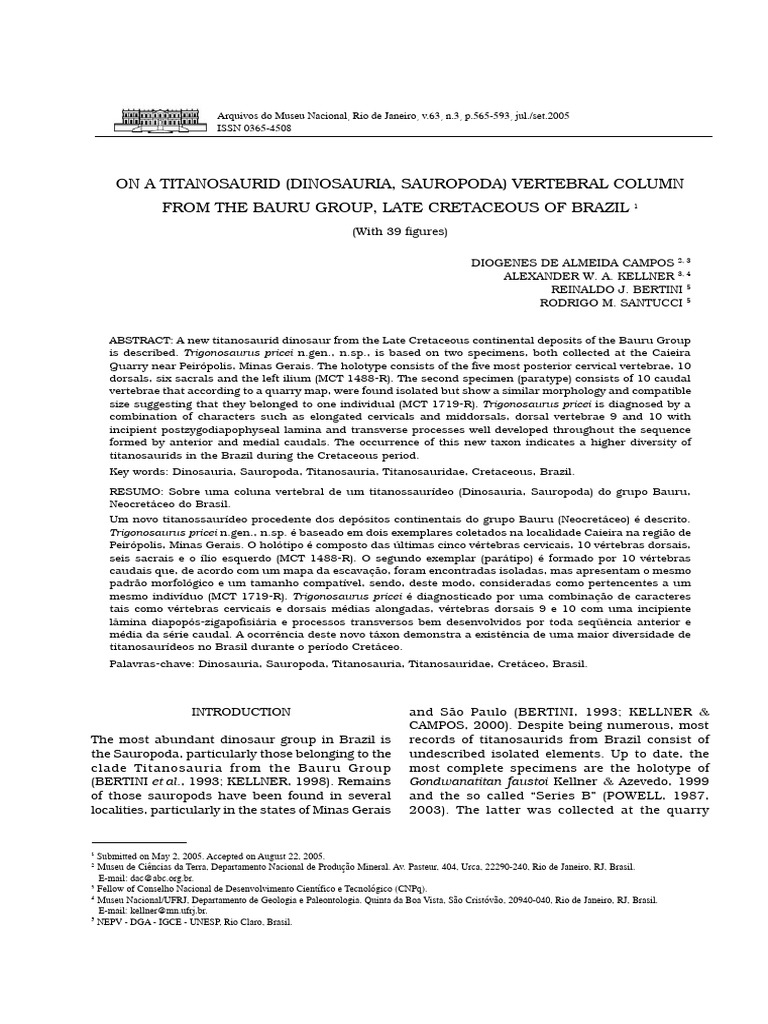 Trigon Osaurus | PDF | Vertebra | Skeletal System