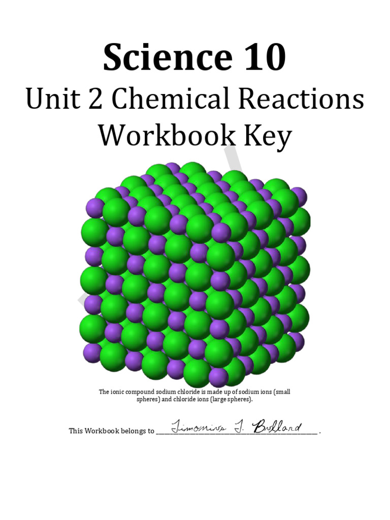 Chemical Reactions Workbook Key | PDF | Atoms | Proton