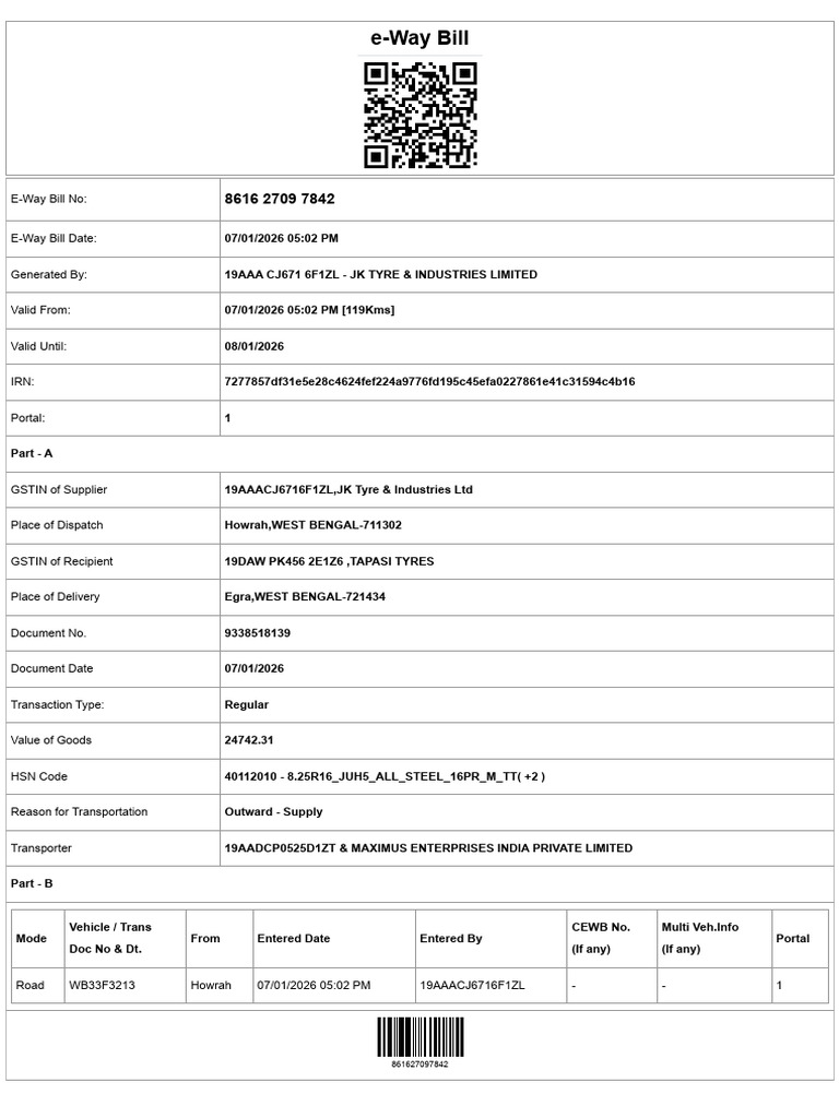 E-Way Bill System-8616 2709 7842 | PDF