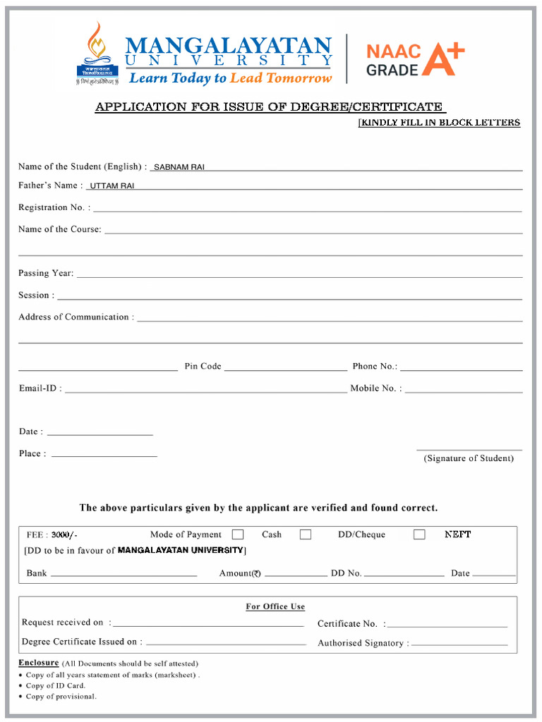 Mu Degree Form Updated (1) | PDF