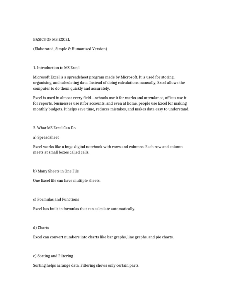 Basics_of_MS_Excel_Project | PDF | Microsoft Excel | Spreadsheet