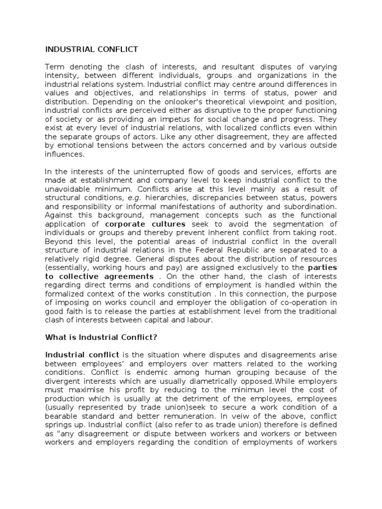 What Is Industrial Conflict | PDF | Industrial Relations | Employment